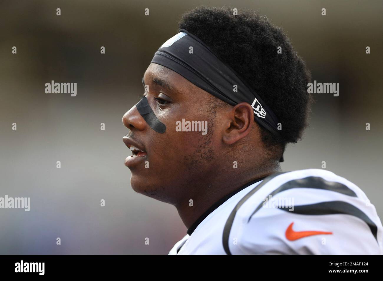 Cincinnati Bengals cornerback Jalen Davis (35) looks on during warmups ...