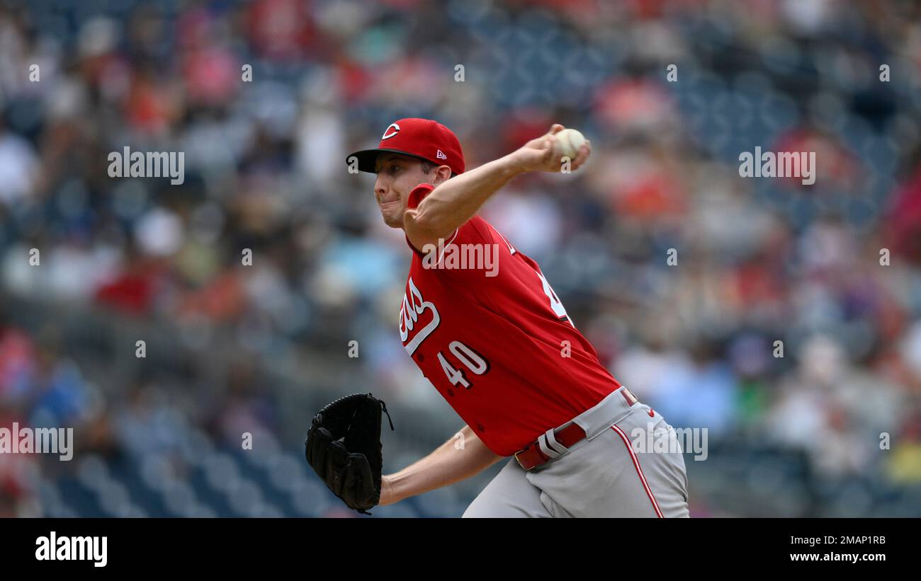 Cincinnati Reds starting pitcher Nick Lodolo (40) in action during a baseball game against the ...