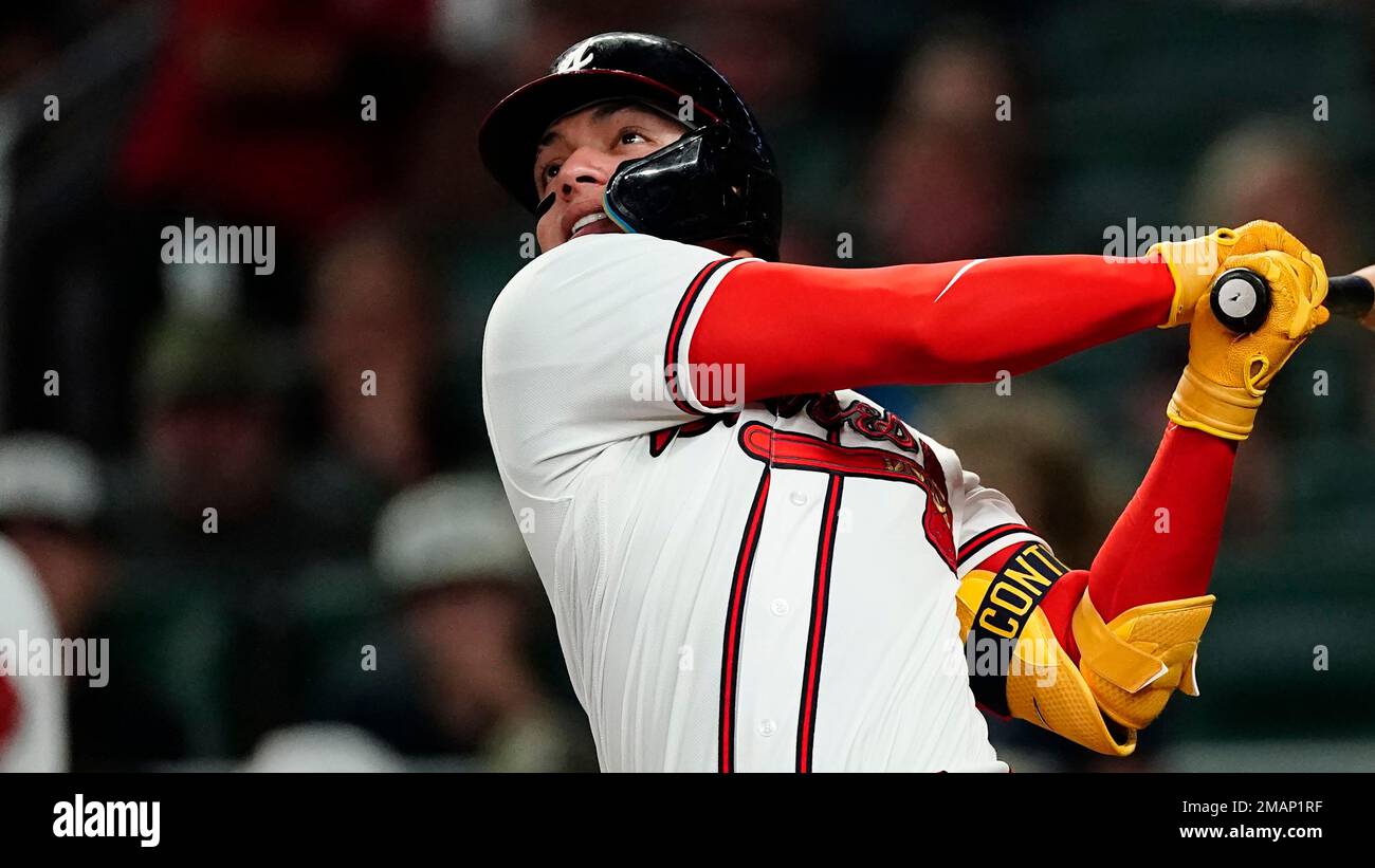 Atlanta Braves catcher William Contreras (24) is shown batting against ...
