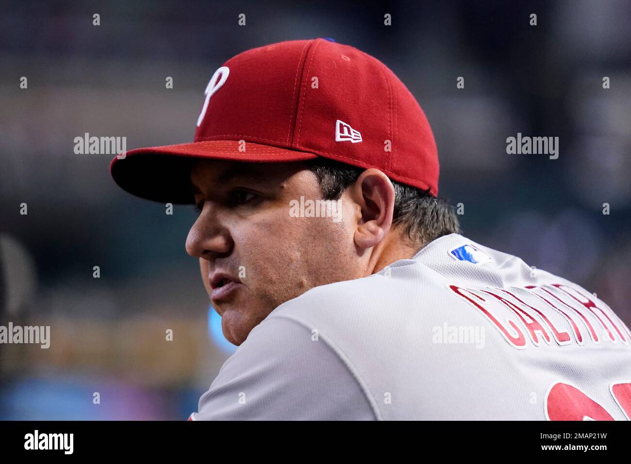 Philadelphia Phillies bench coach Mike Calitri watches the field during ...