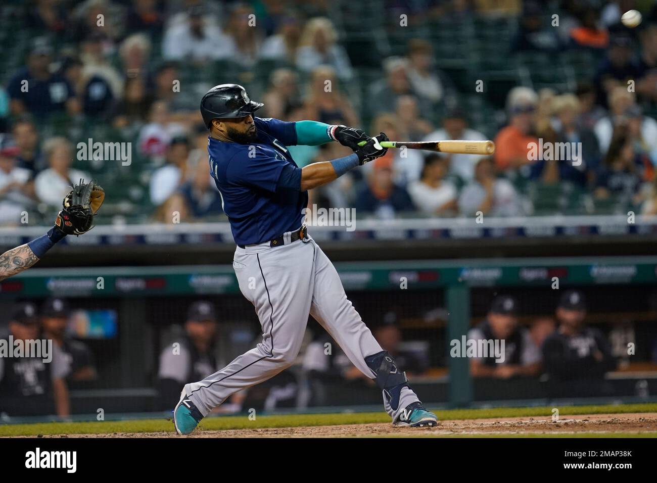 Seattle Mariners' Carlos Santana hits a two-run home run against the ...