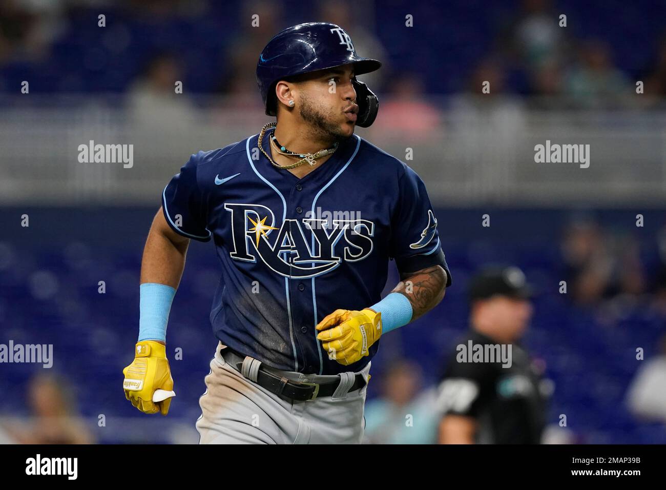 Tampa Bay Rays' Jose Siri (22) hits a home run in the seventh inning of ...