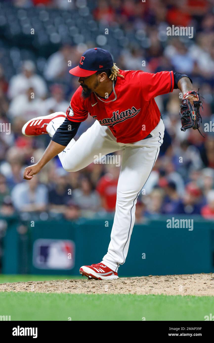 Cleveland Guardians relief pitcher Emmanuel Clase delivers during the ...