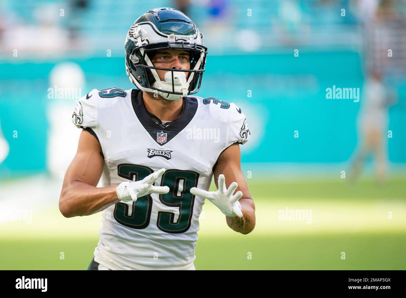 Philadelphia Eagles wide receiver Devon Allen (39) prepares to catch a ...
