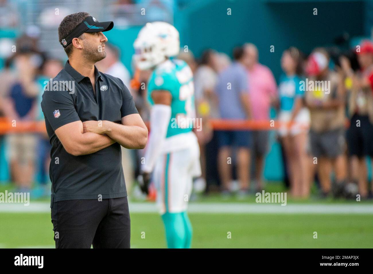 Philadelphia Eagles head coach Nick Sirianni watches the players on the ...