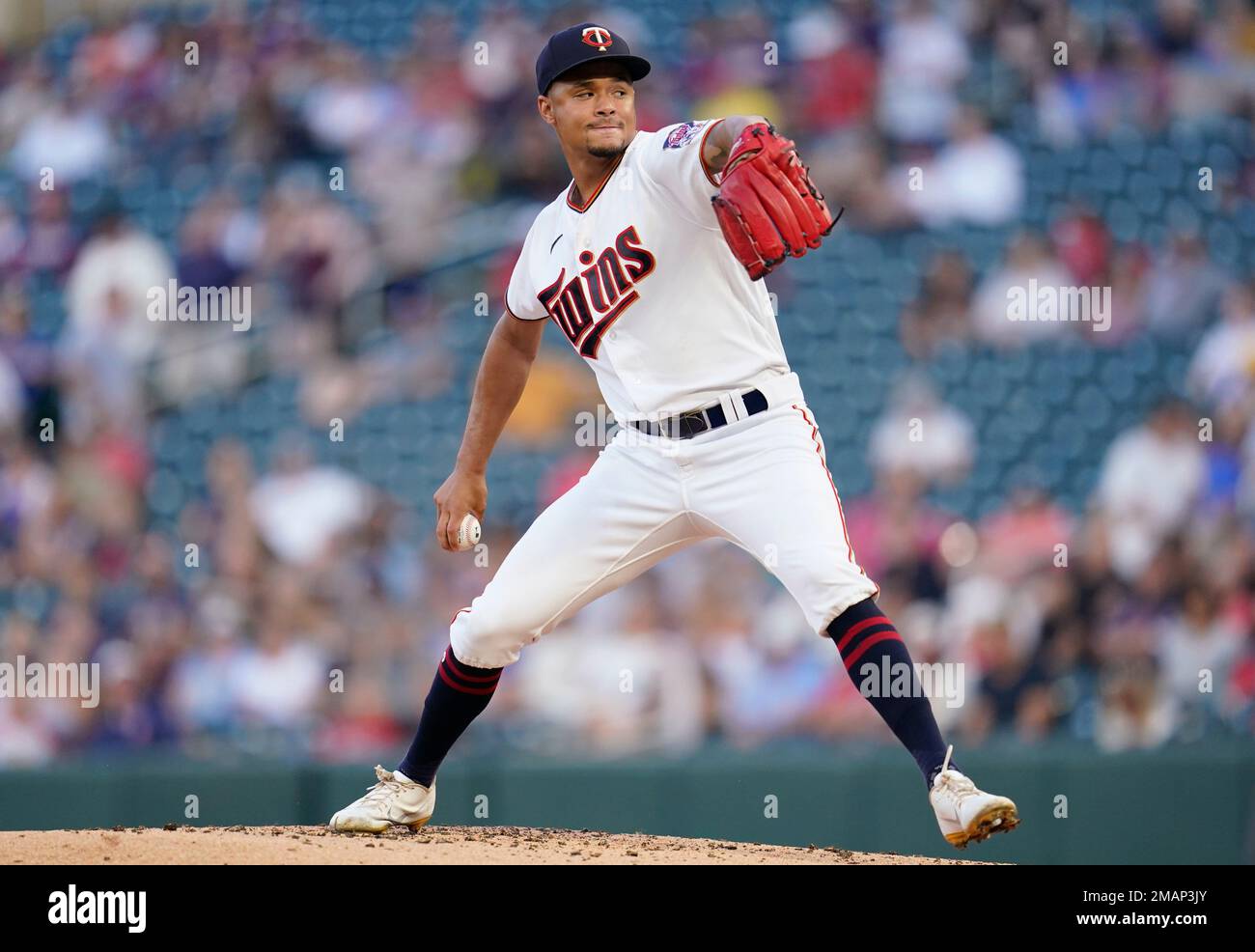 Minnesota Twins starting pitcher Chris Archer winds up during the ...