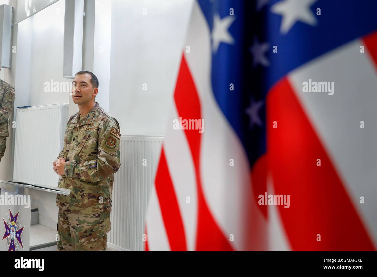 U.S. Air Force Lt. Col. Morton Bartlett, right, incoming commander of ...