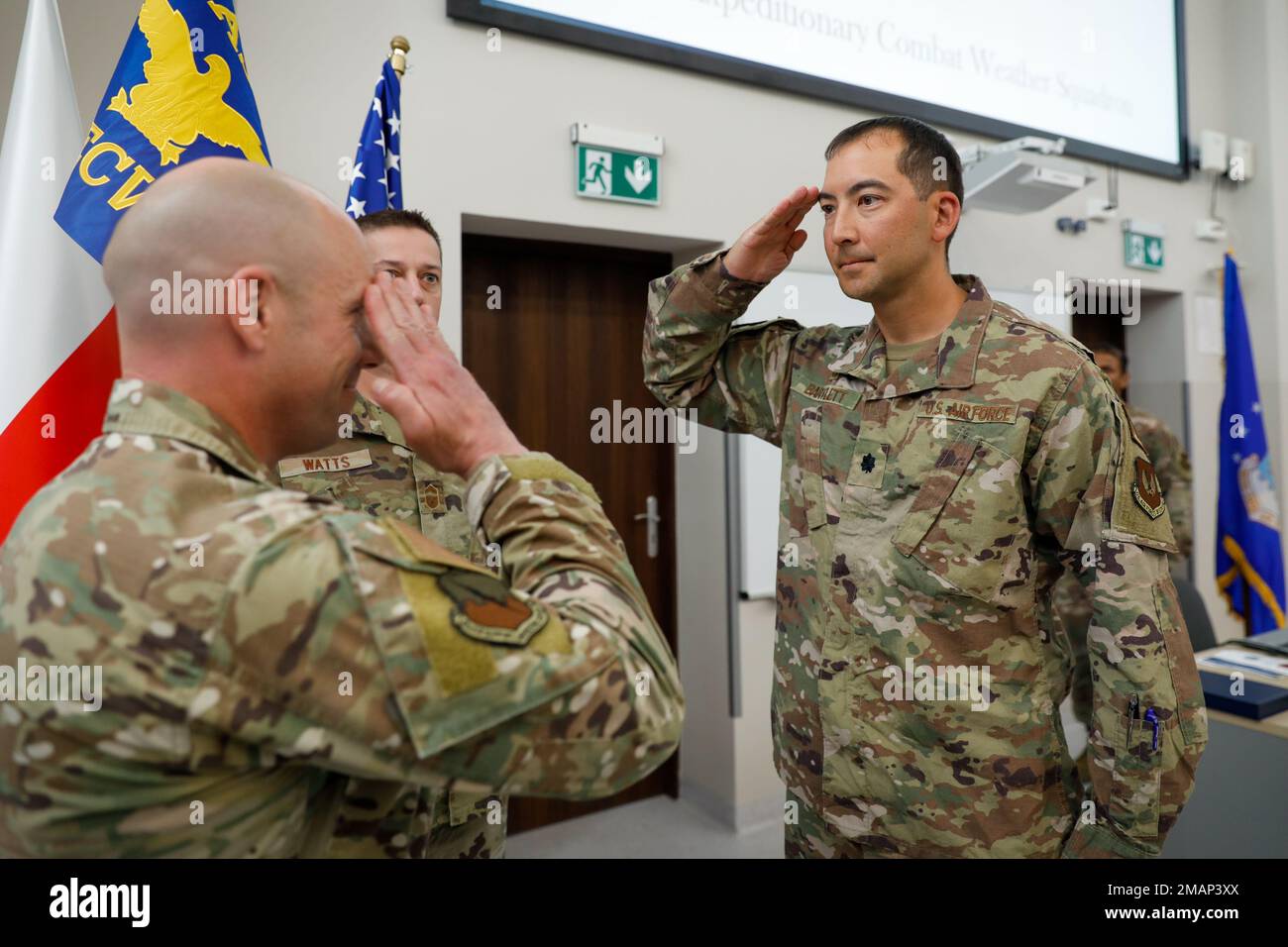 U.S. Air Force Lt. Col. Morton Bartlett, right, incoming commander of ...