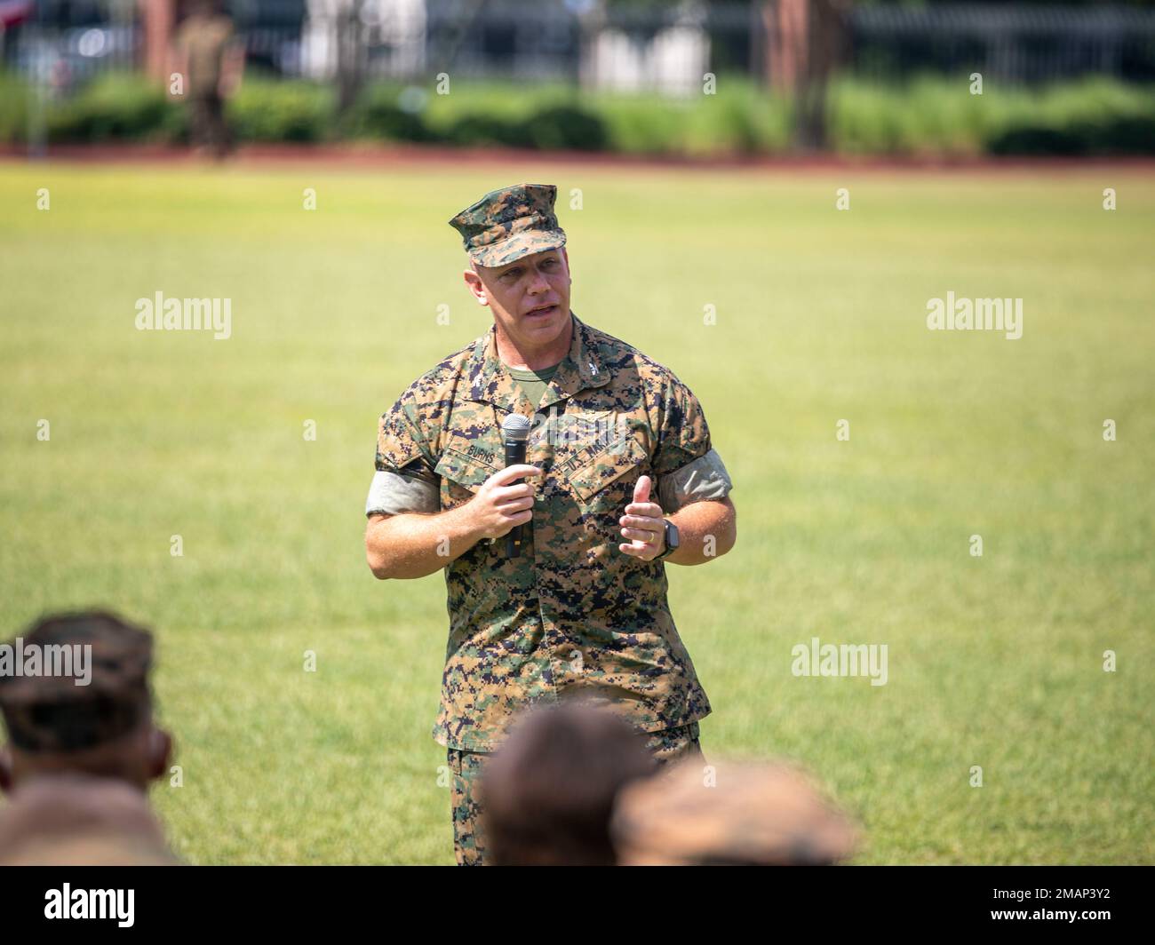 U.S. Marine Corps Col. Eric Burns, outgoing Commanding Officer of ...