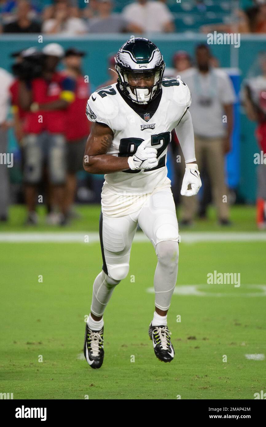 Philadelphia Eagles wide receiver John Hightower (82) runs a play ...