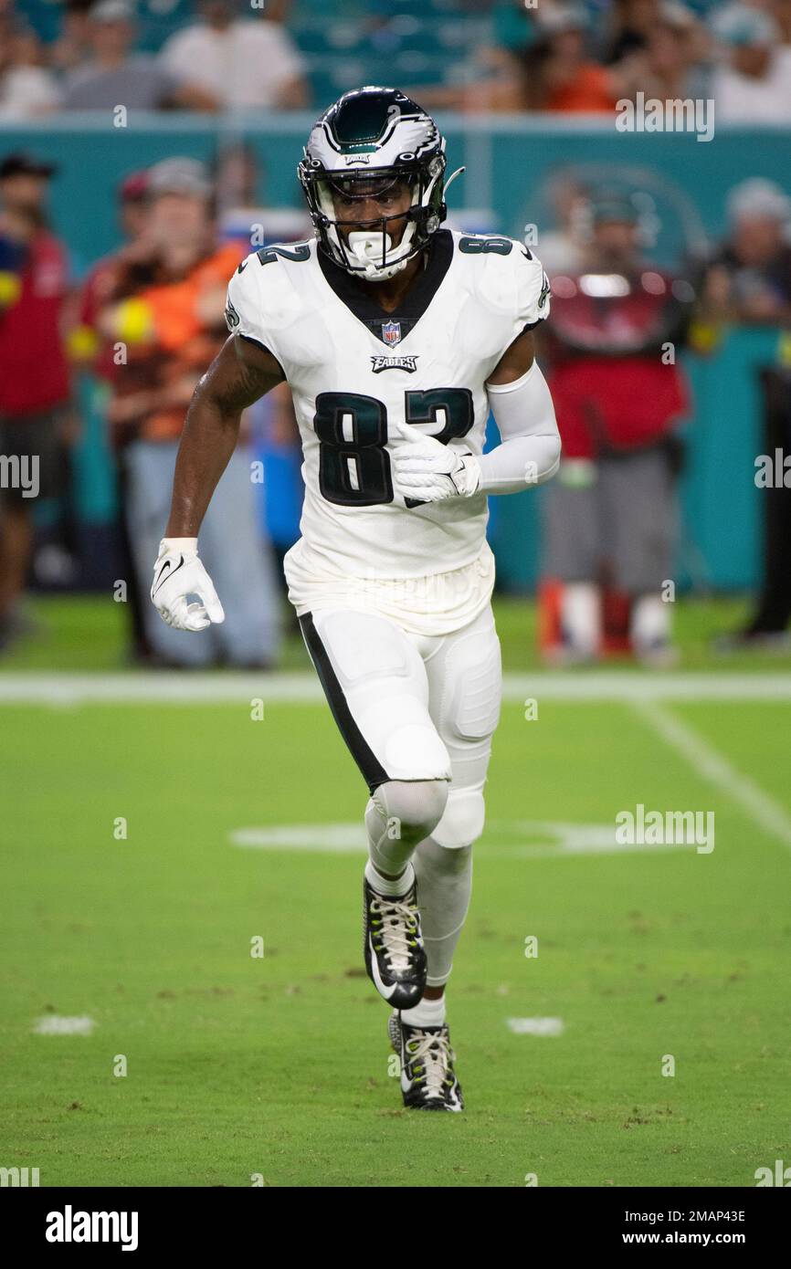 Philadelphia Eagles wide receiver John Hightower (82) runs a play ...