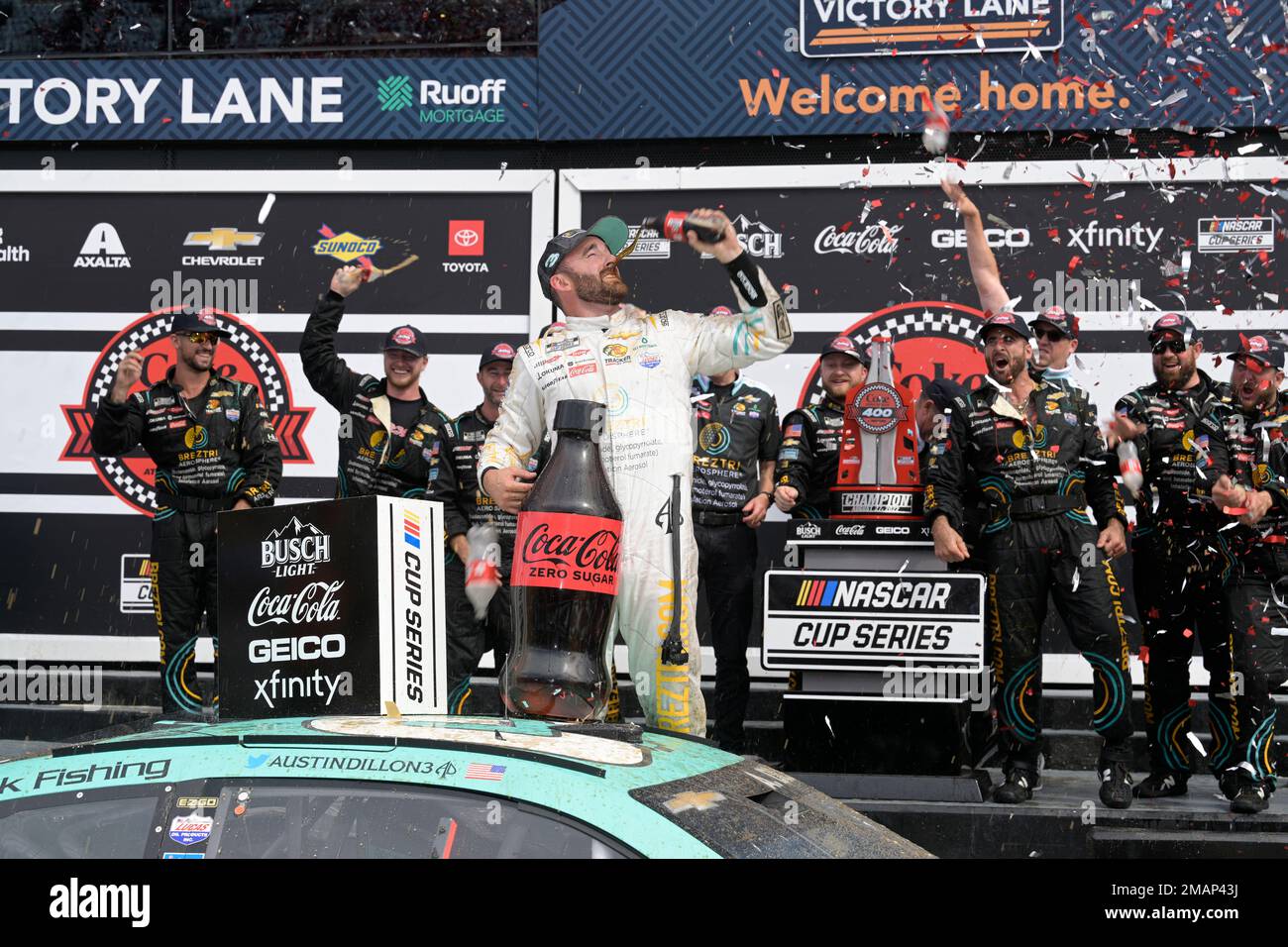 Austin Dillon celebrates in Victory Lane after winning a NASCAR Cup ...