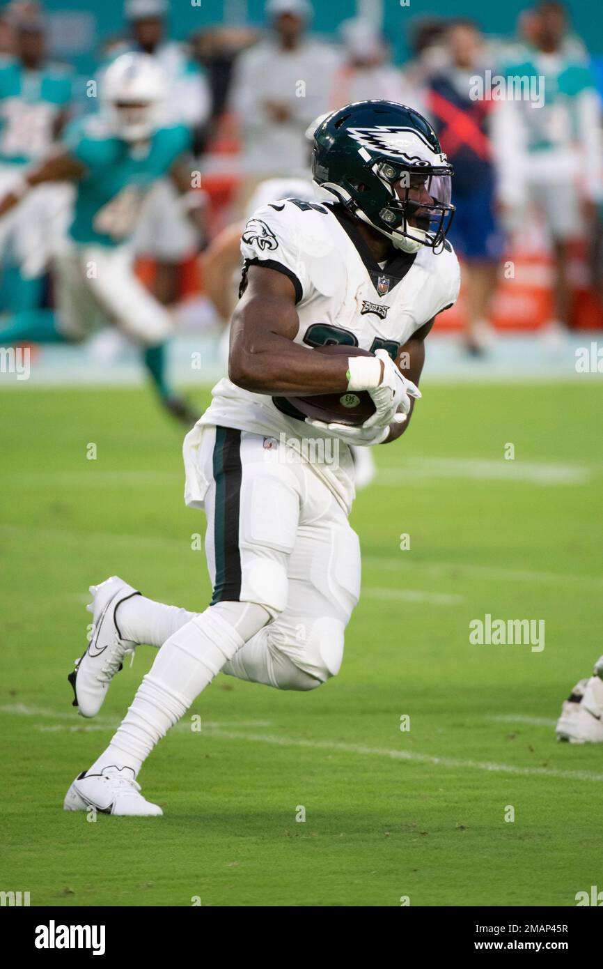 Philadelphia Eagles running back Jason Huntley (32) runs with the ball ...