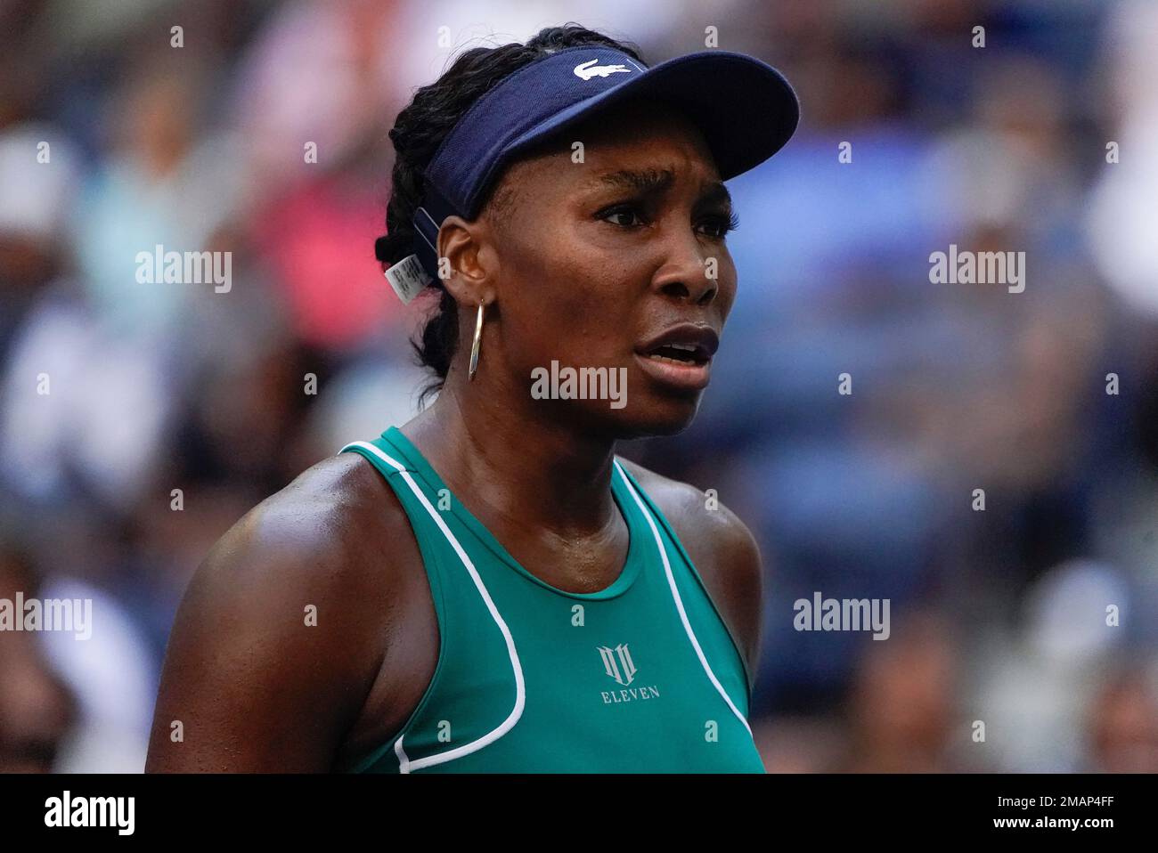 Venus Williams, of the United States, reacts during a match against ...