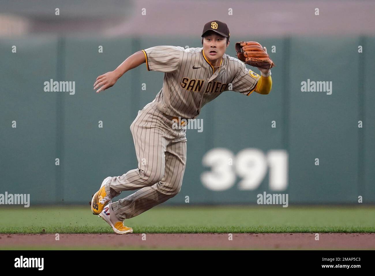 San Diego Padres' Ha-Seong Kim during a baseball game against the San ...
