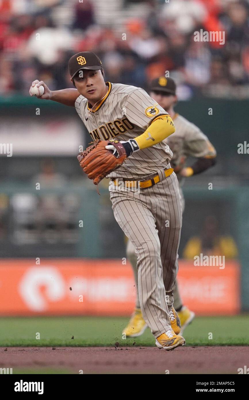San Diego Padres' Ha-Seong Kim during a baseball game against the San ...