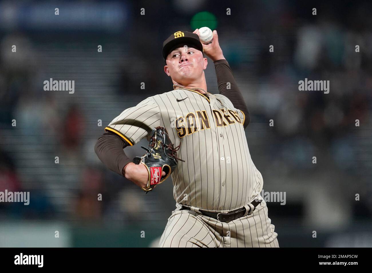 San Diego Padres' Adrian Morejon during a baseball game against the San ...