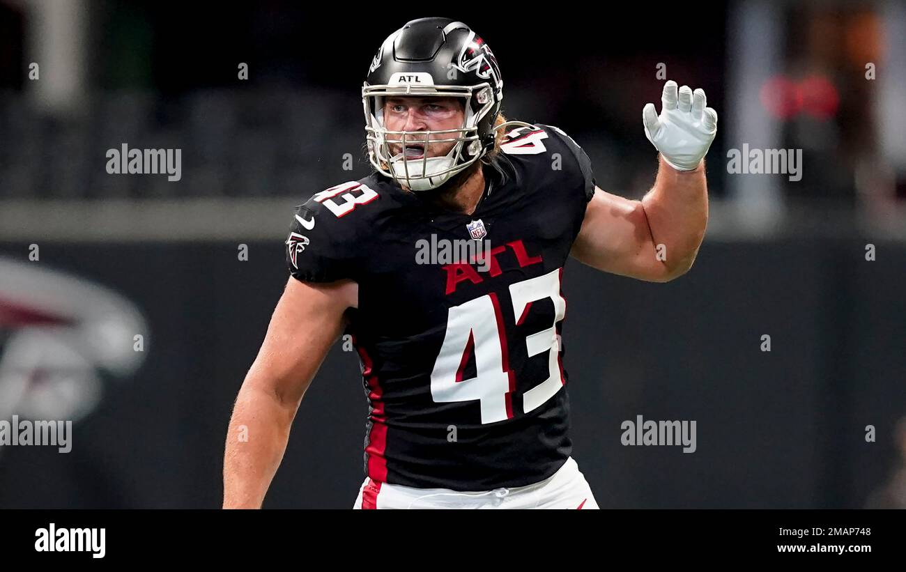 Atlanta Falcons cornerback Matt Hankins (43) works against the ...