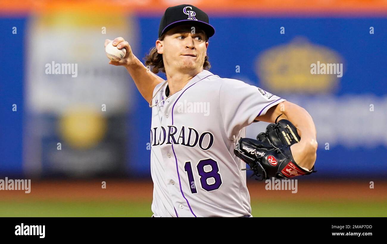 Colorado Rockies' Ryan Feltner pitches during the first inning of a ...