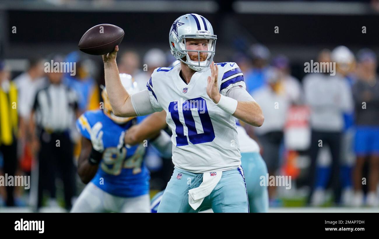 Dallas Cowboys quarterback Cooper Rush (10) throws during an NFL ...