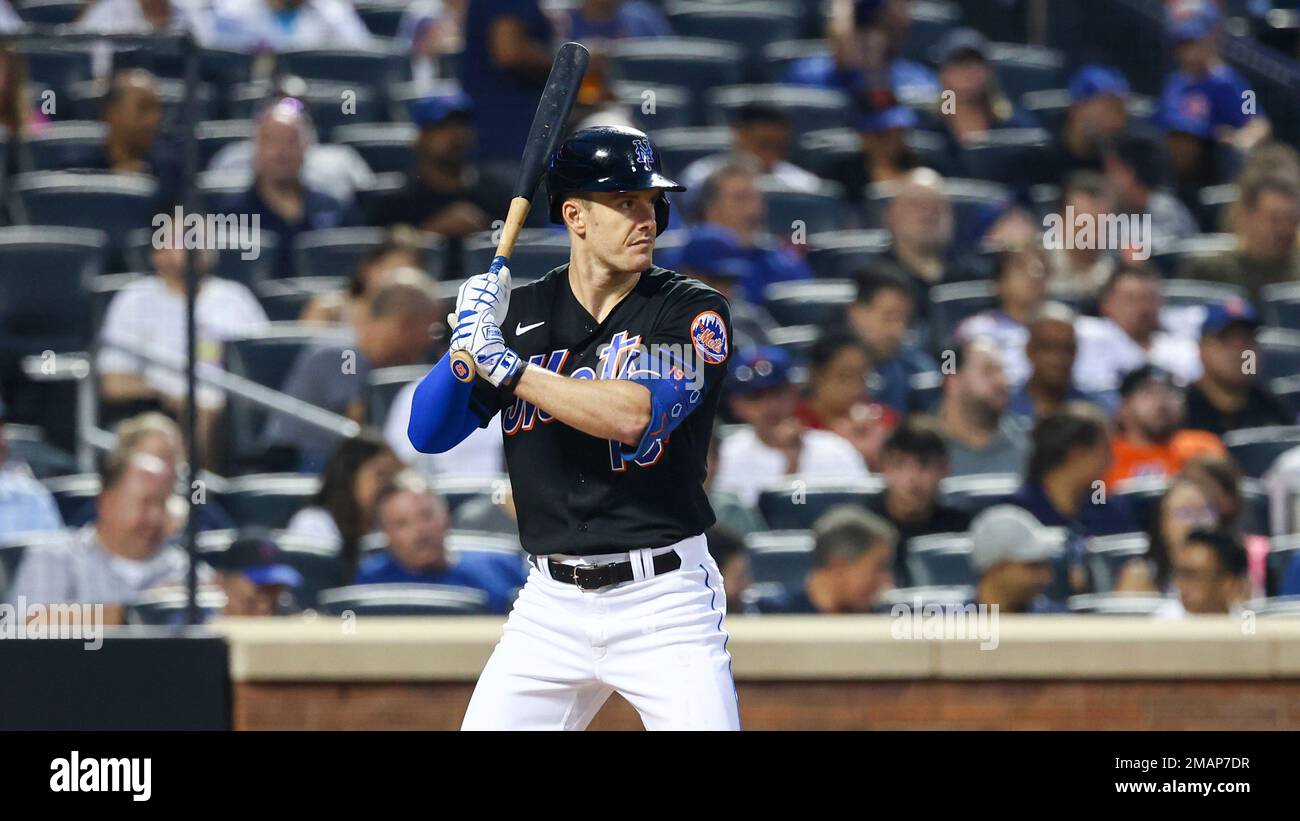 New York Mets' Mark Canha prepares to bat against the Colorado Rockies ...