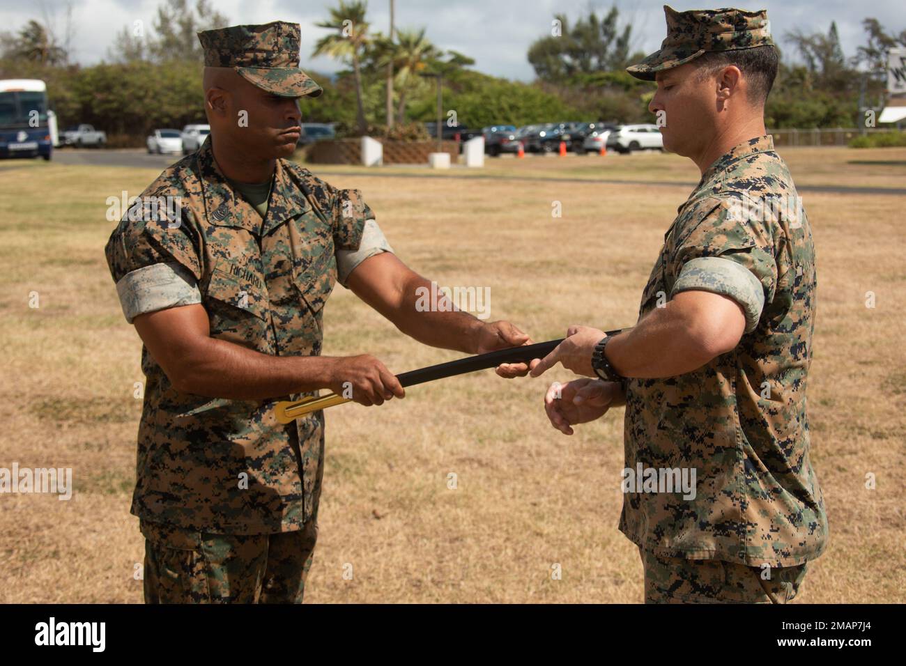 U.S. Marine Corps LtCol. Byron Owen, right, 3rd Radio Battalion ...