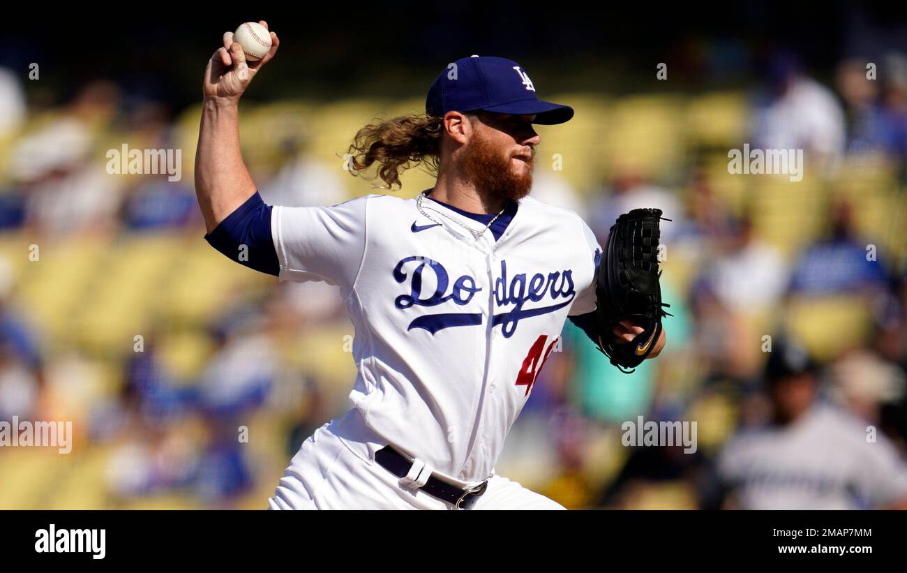 Los Angeles Dodgers relief pitcher Craig Kimbrel throws during a ...
