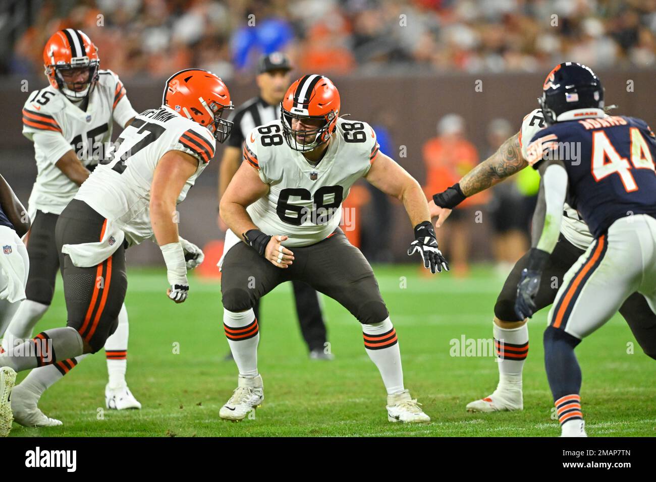 Cleveland Browns guard Michael Dunn (68) blocks during an NFL preseason ...