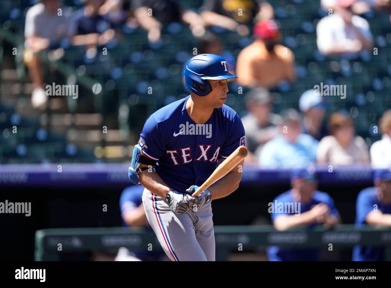 Texas Rangers first baseman Nathaniel Lowe (30) in the first inning of ...