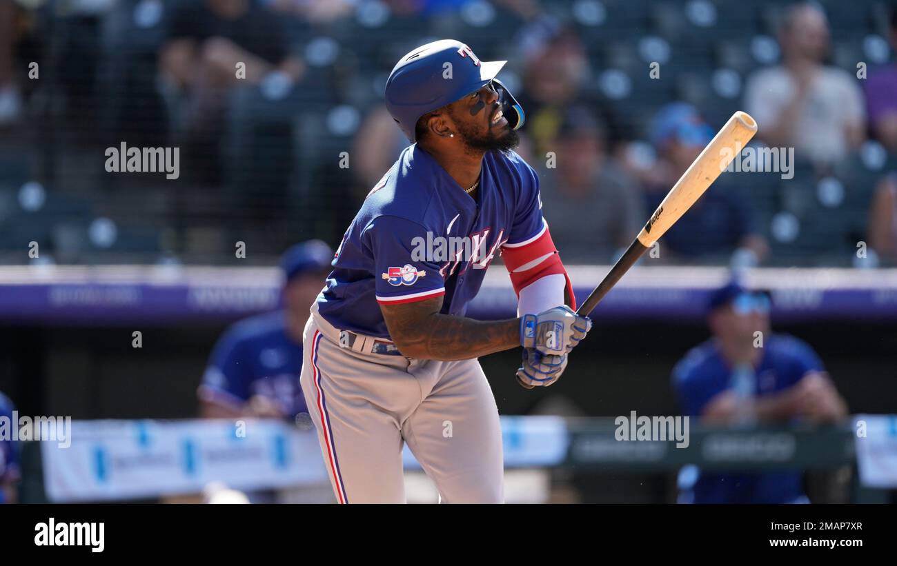 Texas Rangers right fielder Adolis Garcia (53) in the eighth inning of ...