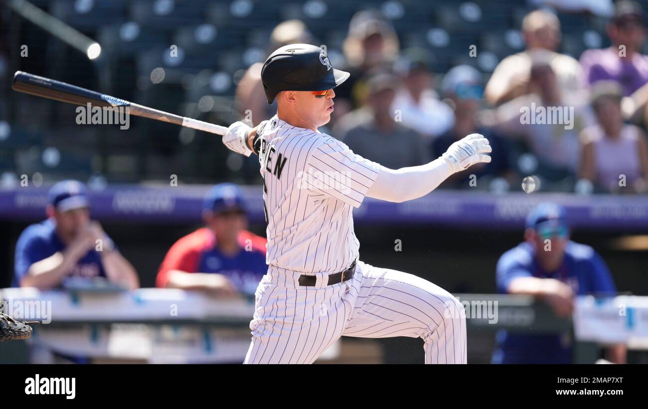Colorado Rockies catcher Brian Serven (6) in the seventh inning of a ...