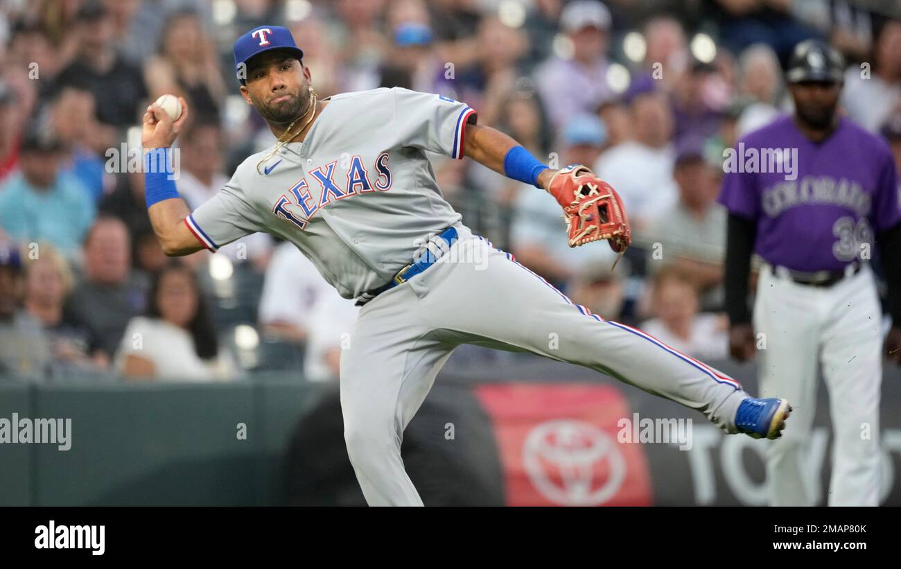 Texas Rangers third baseman Ezequiel Duran (70) in the second inning of ...