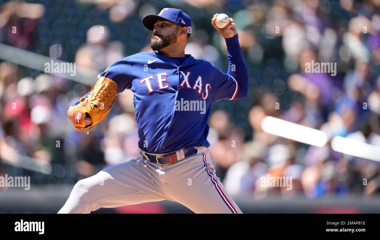 Texas Rangers starting pitcher Martin Perez (54) in the second inning ...