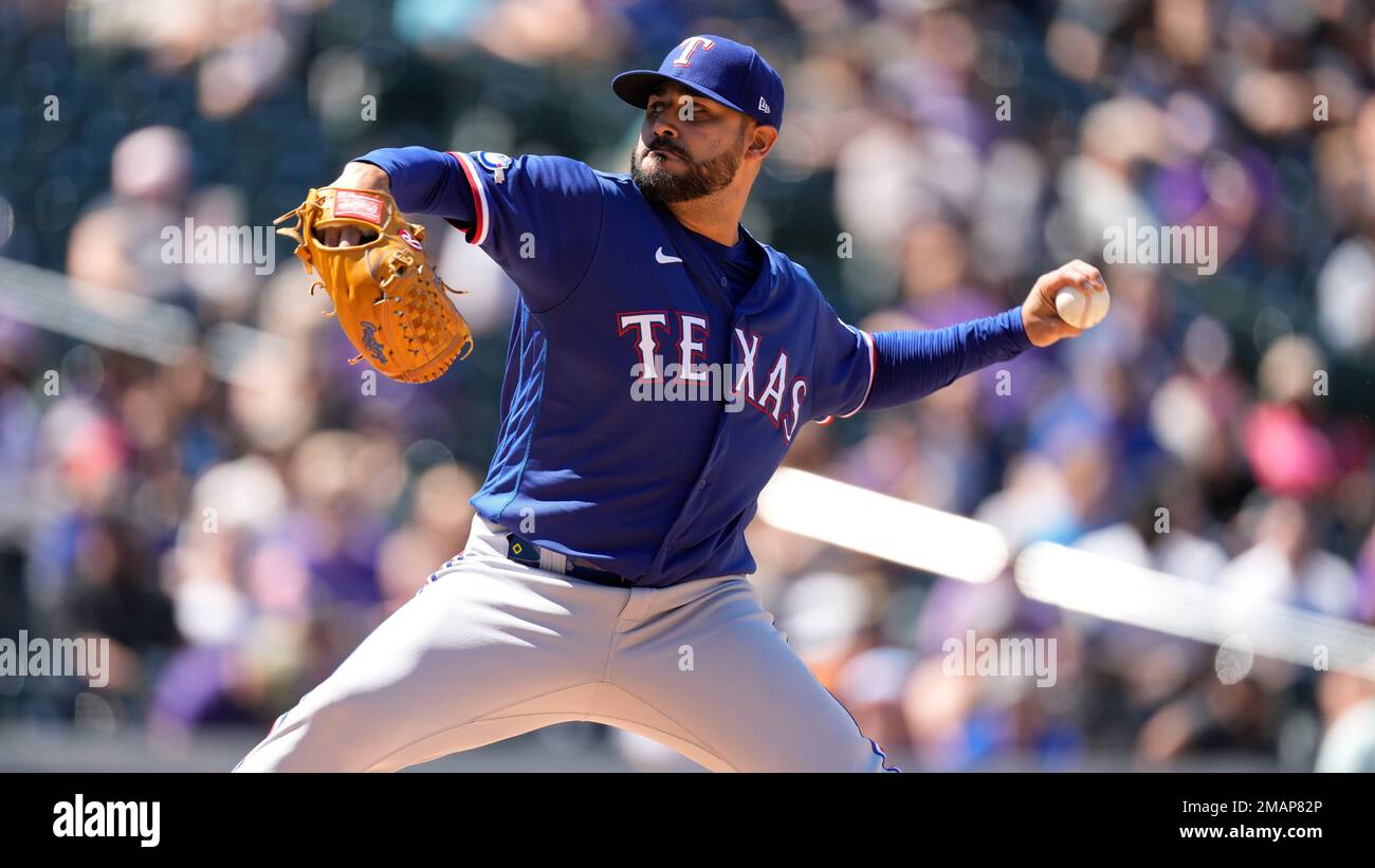 Texas Rangers starting pitcher Martin Perez (54) in the second inning ...