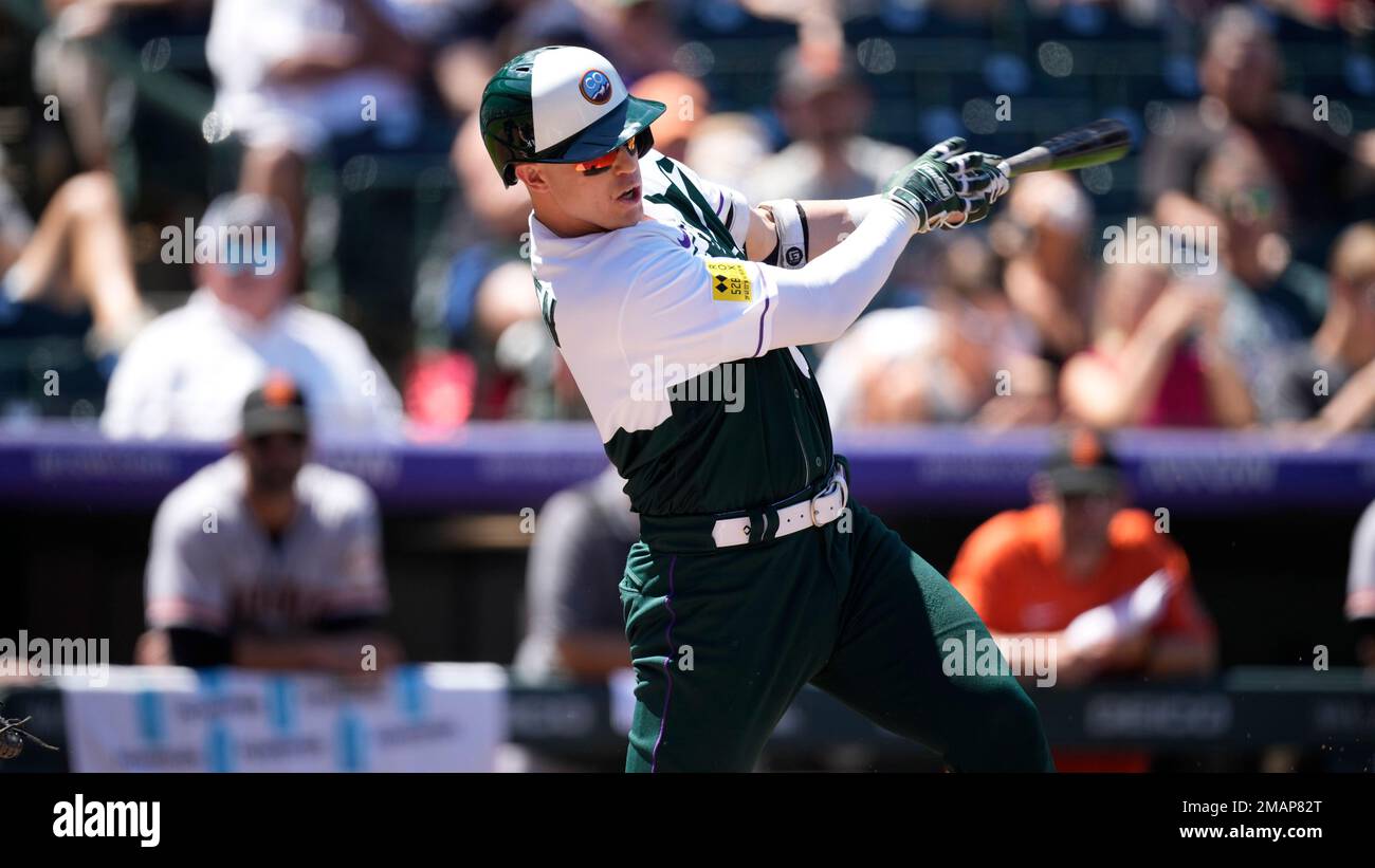 Colorado Rockies catcher Brian Serven (6) in the second inning of a ...