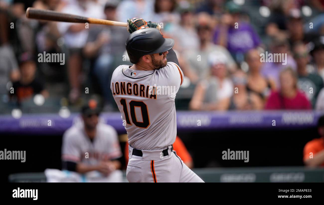 San Francisco Giants third baseman Evan Longoria (10) in the seventh ...