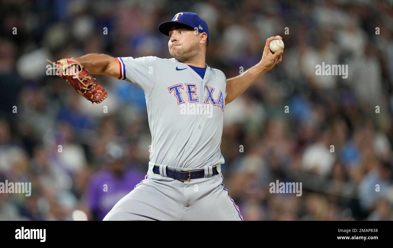 Texas Rangers relief pitcher Brock Burke (46) in the seventh inning of ...