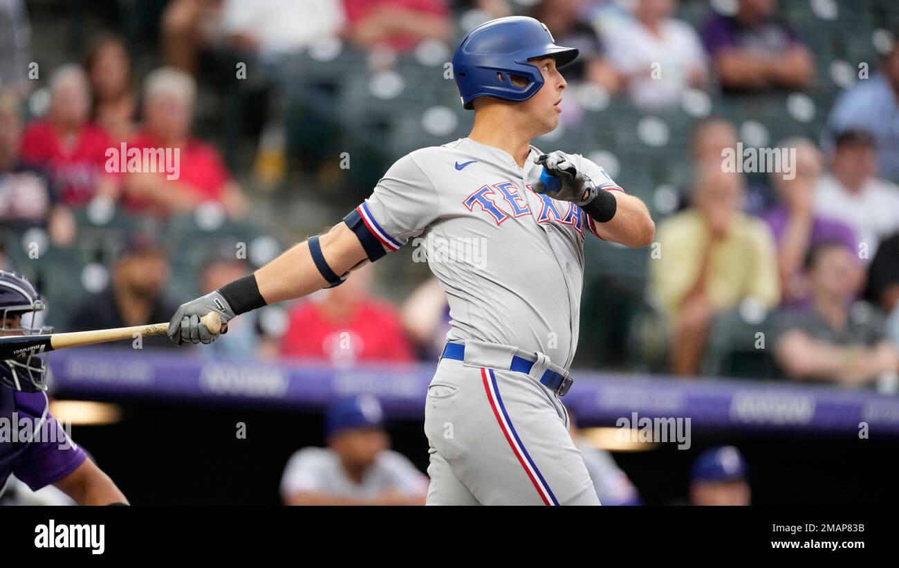 Texas Rangers first baseman Nathaniel Lowe (30) in the first inning of ...