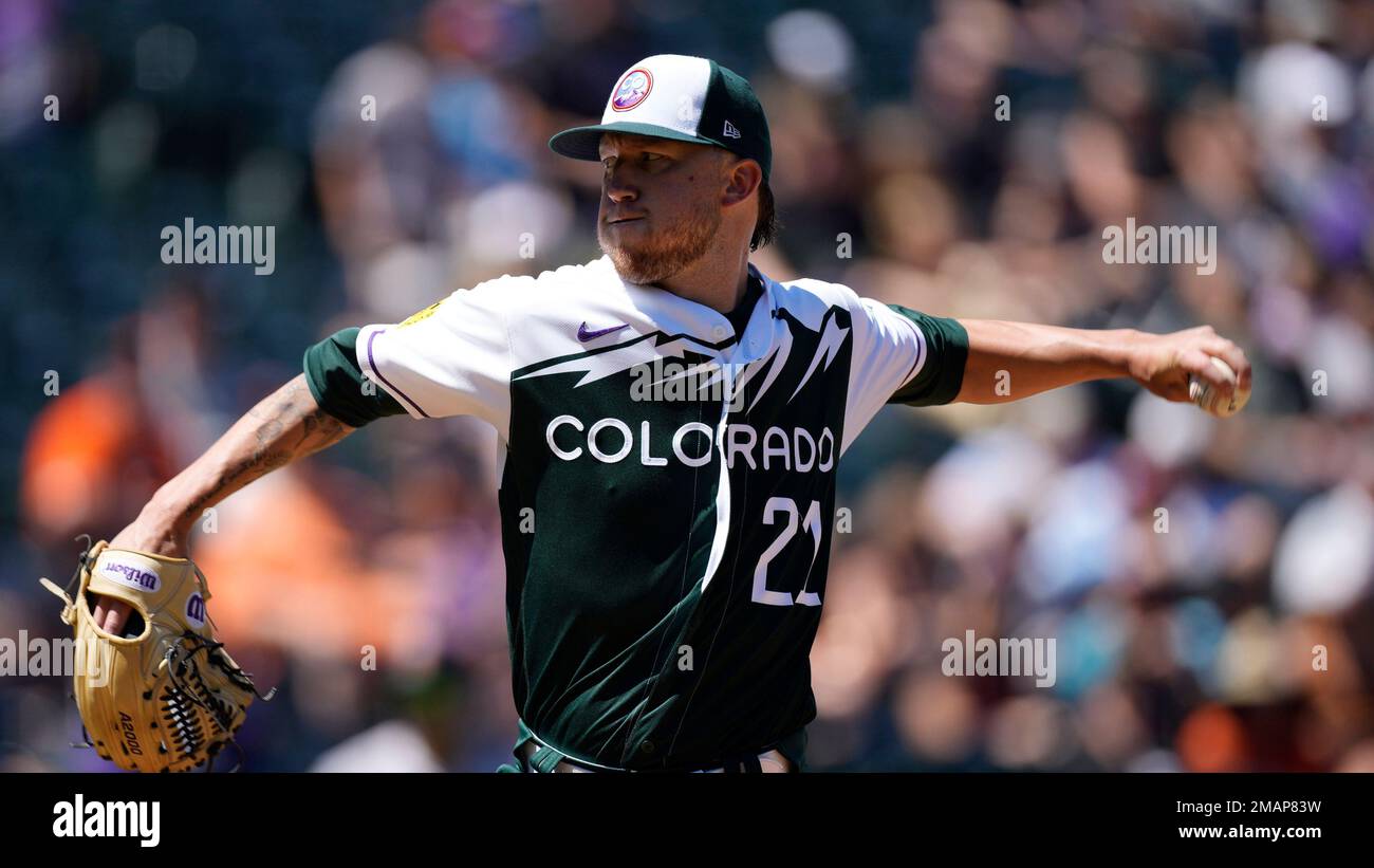 Colorado Rockies starting pitcher Kyle Freeland (21) in the first ...