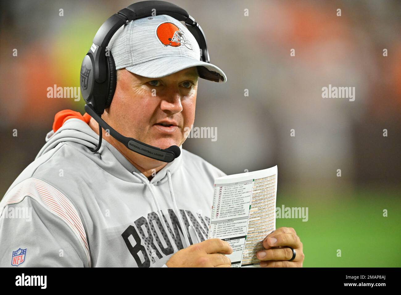 Cleveland Browns offensive coordinator Alex Van Pelt stands on the ...