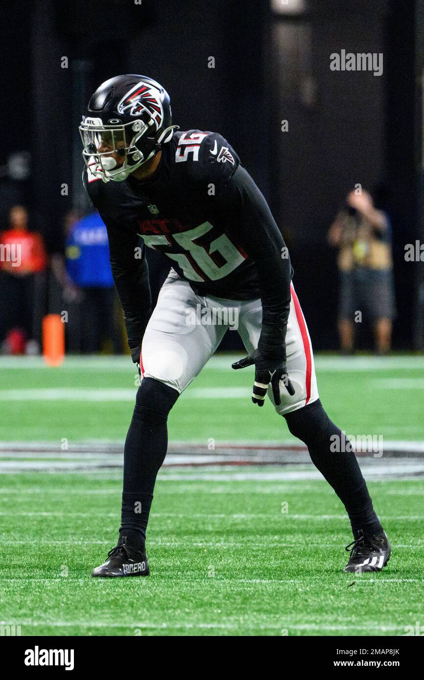 Atlanta Falcons linebacker Quinton Bell (56) lines up during the second ...