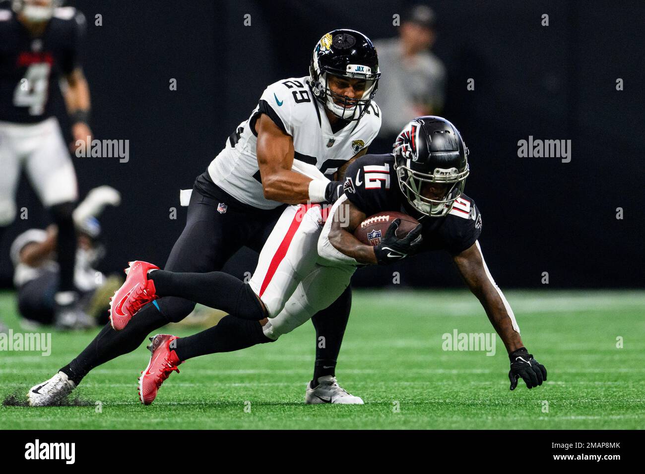 Jacksonville Jaguars defensive back Brandon Rusnak (29) tackles Atlanta ...