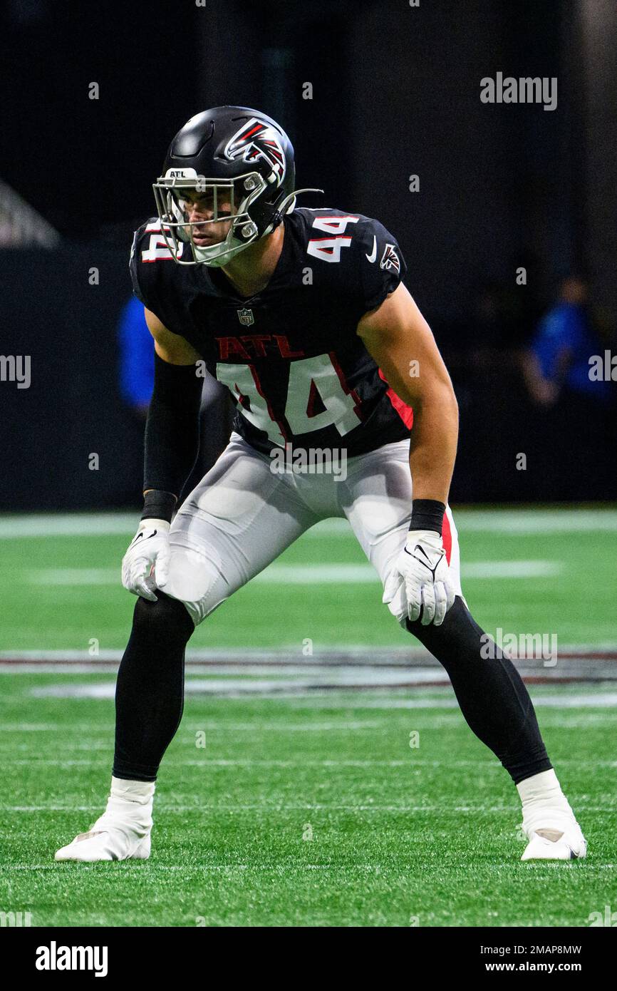 Atlanta Falcons linebacker Troy Andersen (44) lines up during the ...