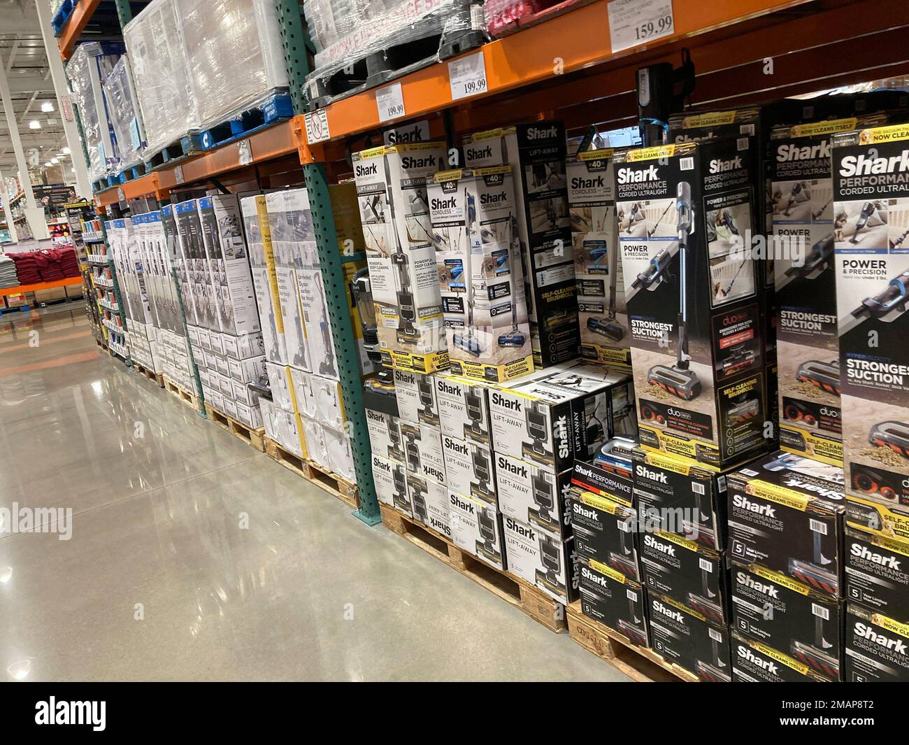 Hold For Biz High inventory of vacuum cleaners sit on display in a Costco warehouse Monday Aug. 29 2022 in Sheridan Colo. AP Photo David Zalubowski Stock Photo Alamy