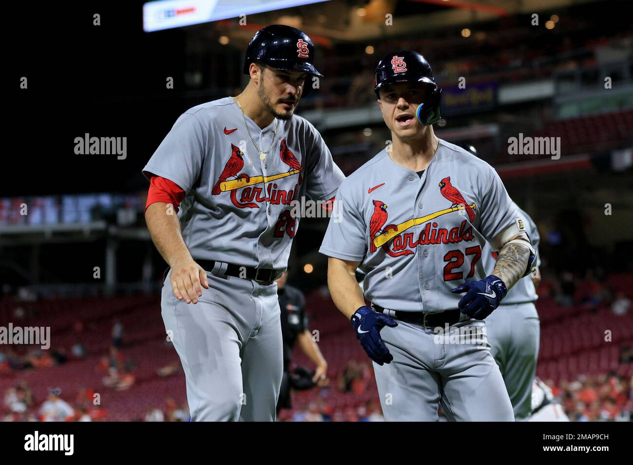 St. Louis Cardinals' Tyler O'Neill, right, celebrates with Nolan ...