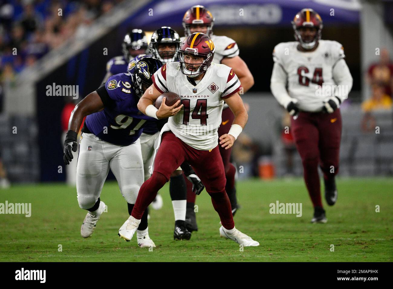 Washington Commanders quarterback Sam Howell (14) in action in the ...