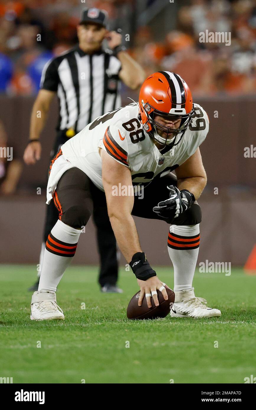 Cleveland Browns guard Michael Dunn (68) lines up for a play during an ...