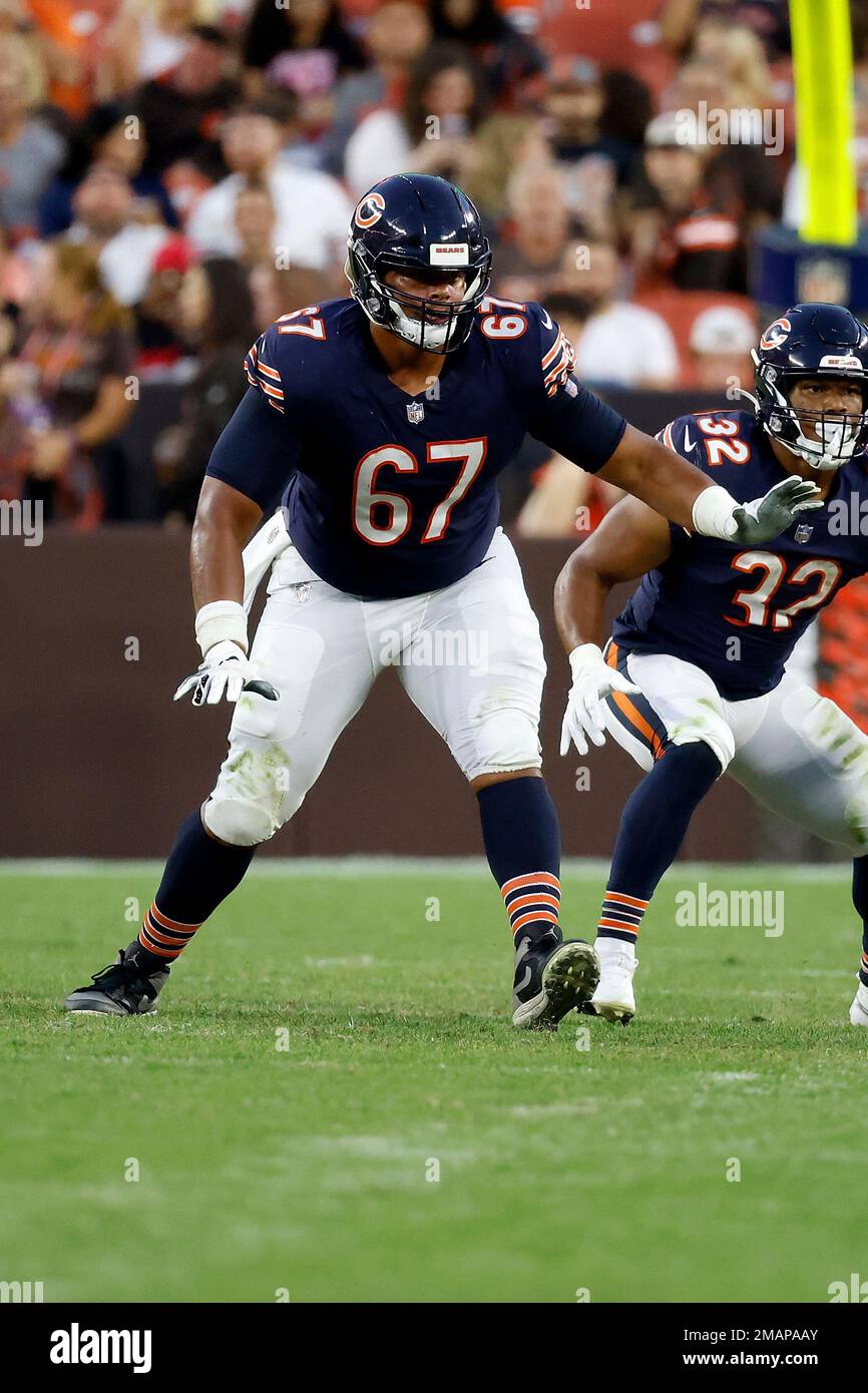 Chicago Bears center Sam Mustipher (67) looks to make a block during an ...