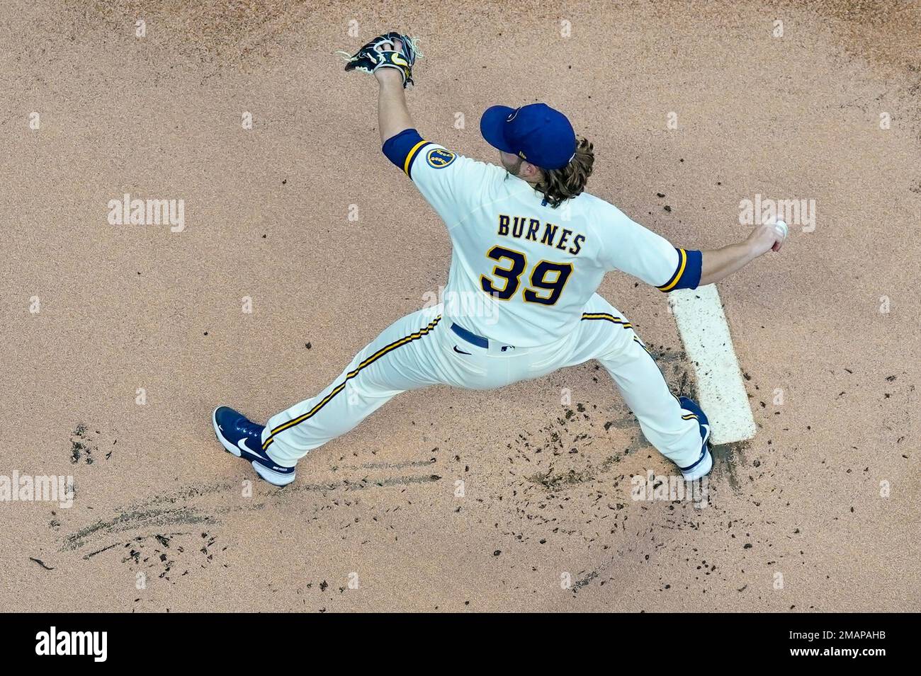Milwaukee Brewers starting pitcher Corbin Burnes throws during the ...