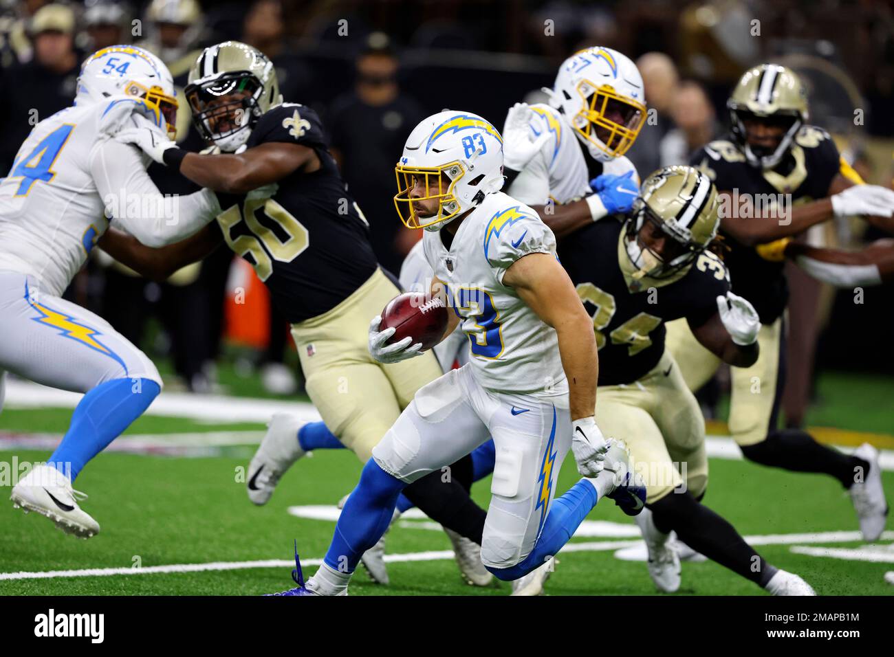 Los Angeles Chargers wide receiver Michael Bandy (83) carries during an ...